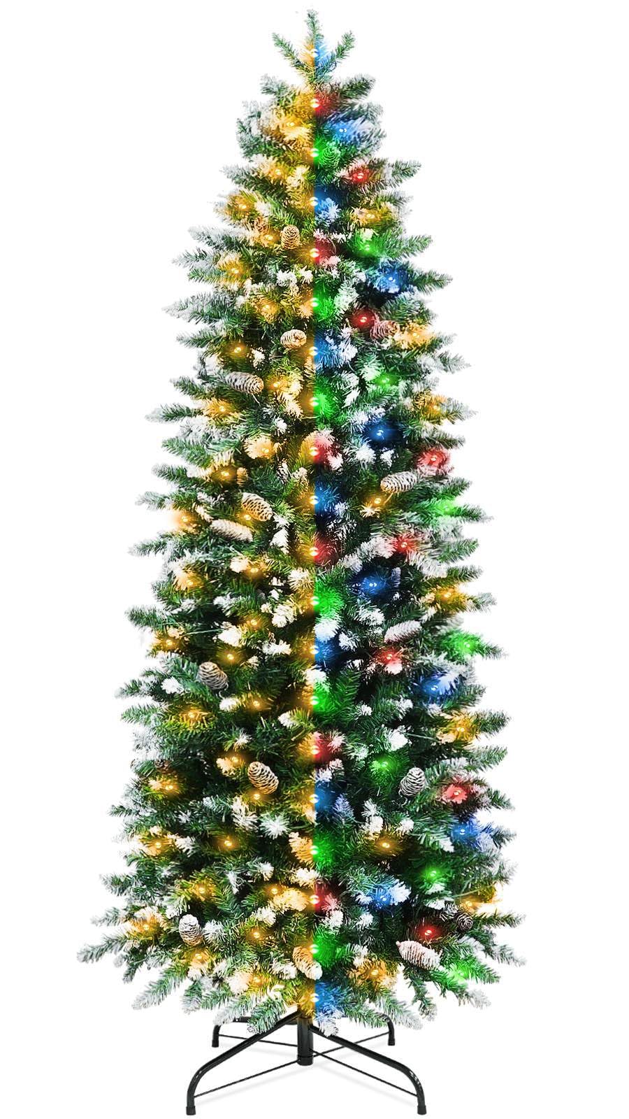 Dual Color Change&Timer 6.5Ft Prelit Fraser Full Fir Flocked Artificial ...