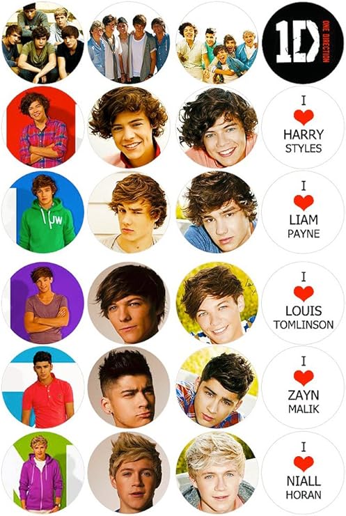 Basics 24 x One Direction Edible Birthday Cake Toppers: Amazon.co.uk ...