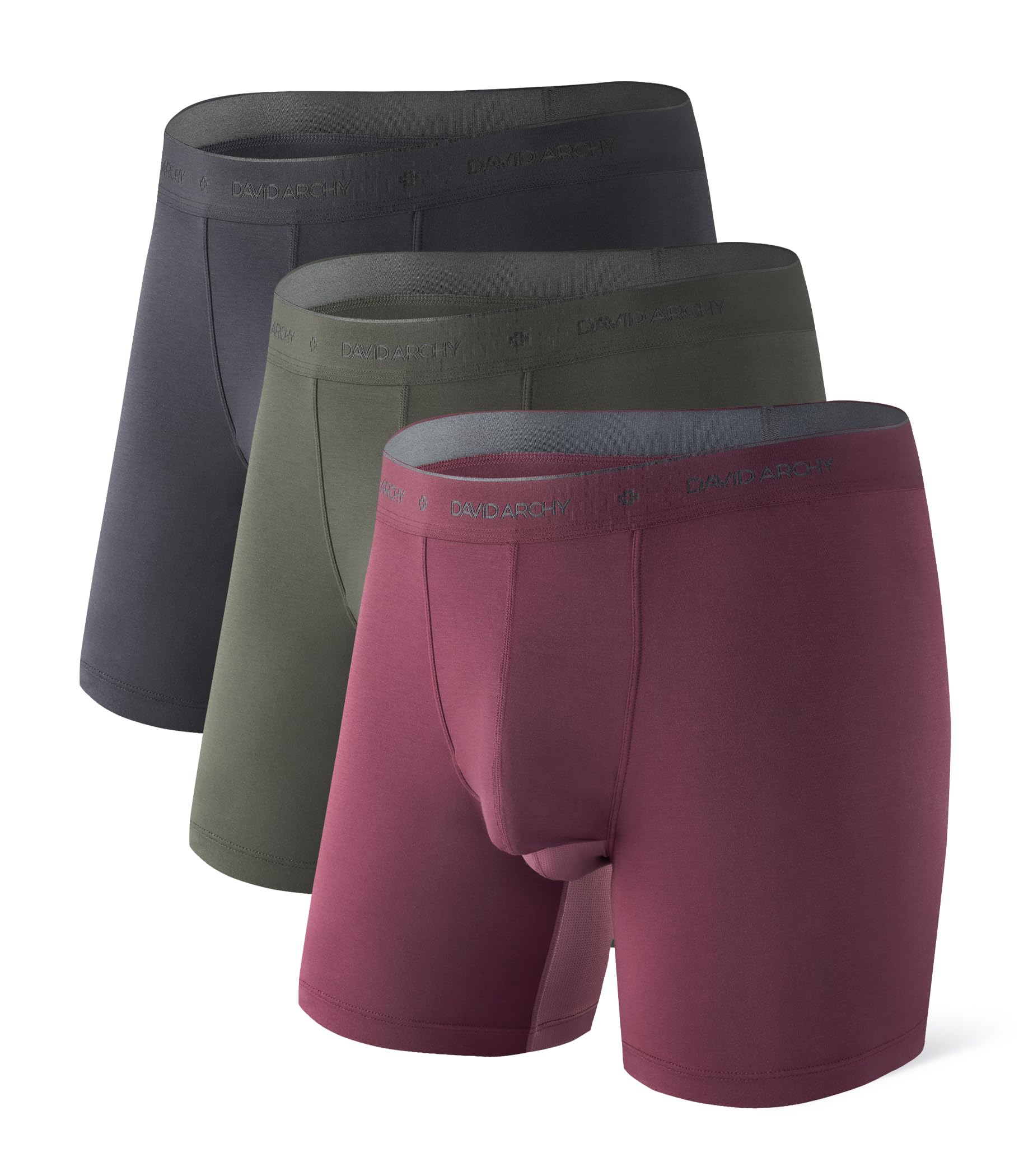 DAVID ARCHY Men's Boxer Briefs, Micro Modal Dual Pouch Trunks Support ...