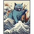 Amazon.com: Vintage Funny Cat Wall Art & Decor - Catzilla Japanese Wall ...