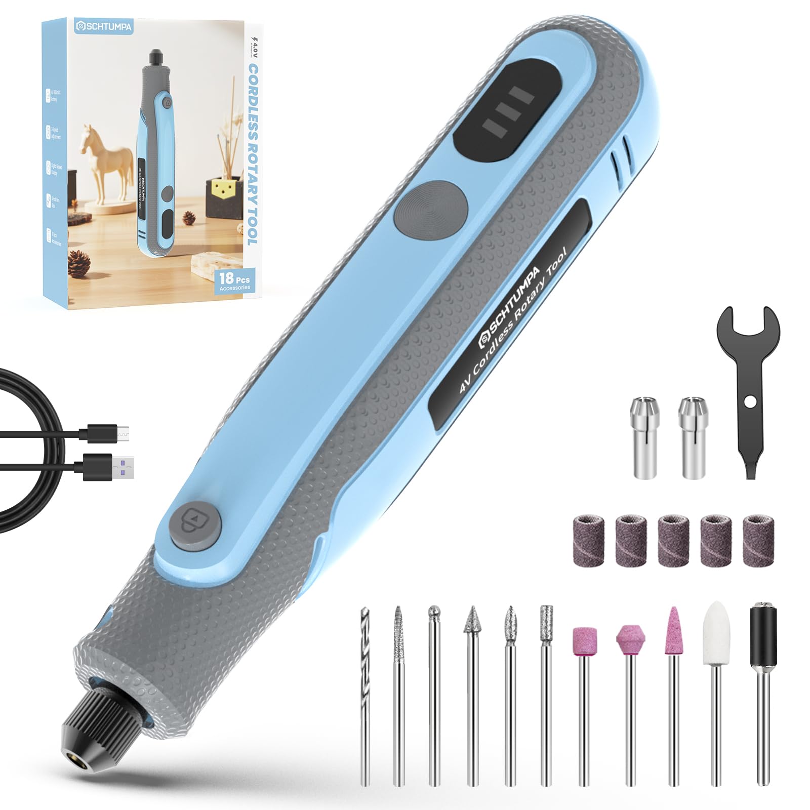 SCHTUMPA Rotary Tool Kit, Cordless Rotary Tool, Mini Rotary Tool, 4V ...