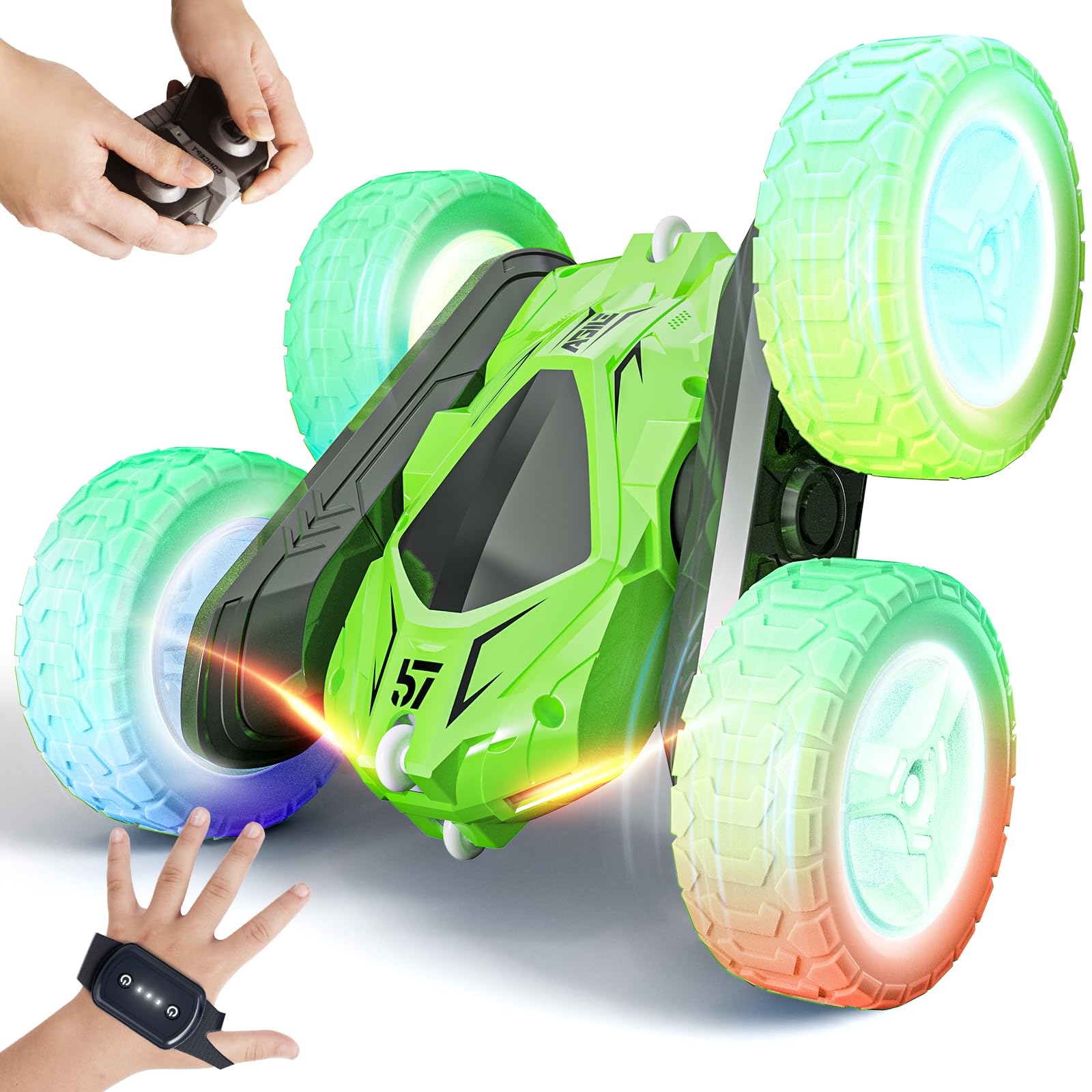 Tecnock Remote Control Car, RC Cars Double Sided 360° Rotating Car Toys ...