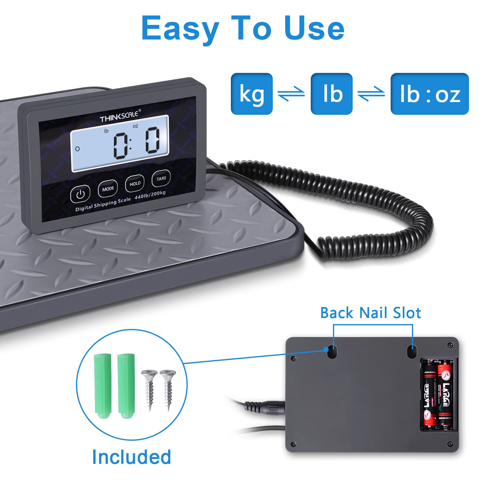 Mua Shipping Scale, 440 lbs/1 oz Highly Accurate Postal Scale with Hold ...