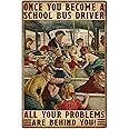 Amazon.com: School Bus Driver Decor Gifts Funny Bathroom Decor Wall Art ...