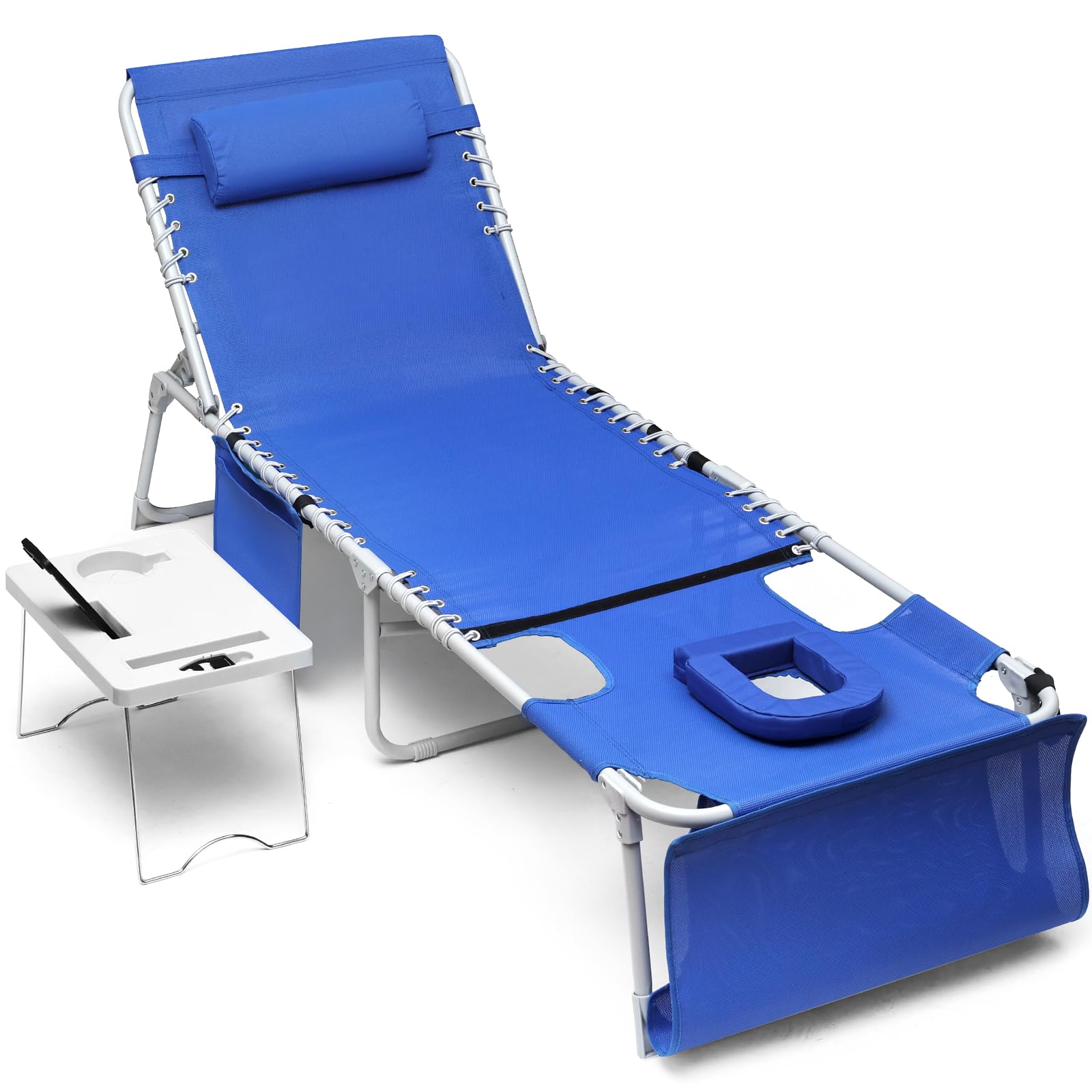 Yestomo 3-in-1 Sun Tanning Chair with Face Holes, Breathable Chaise ...