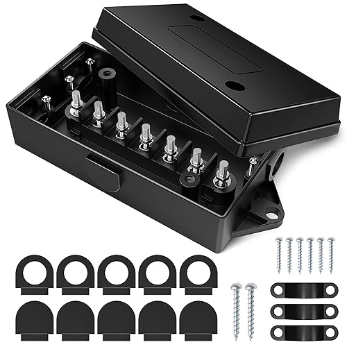 MICTUNING 7 Way Electrical Trailer Junction Box - 7 Gang Trailer Wire ...