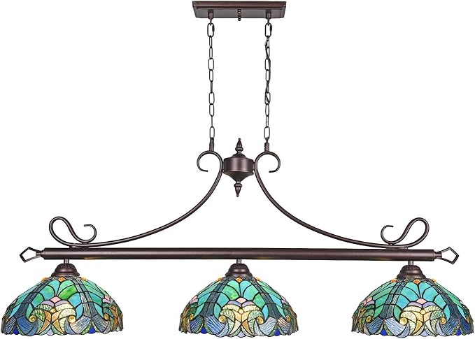 Amazon.com: Tiffany Pool Table Lights 3-Light Hanging Chandelier Light ...