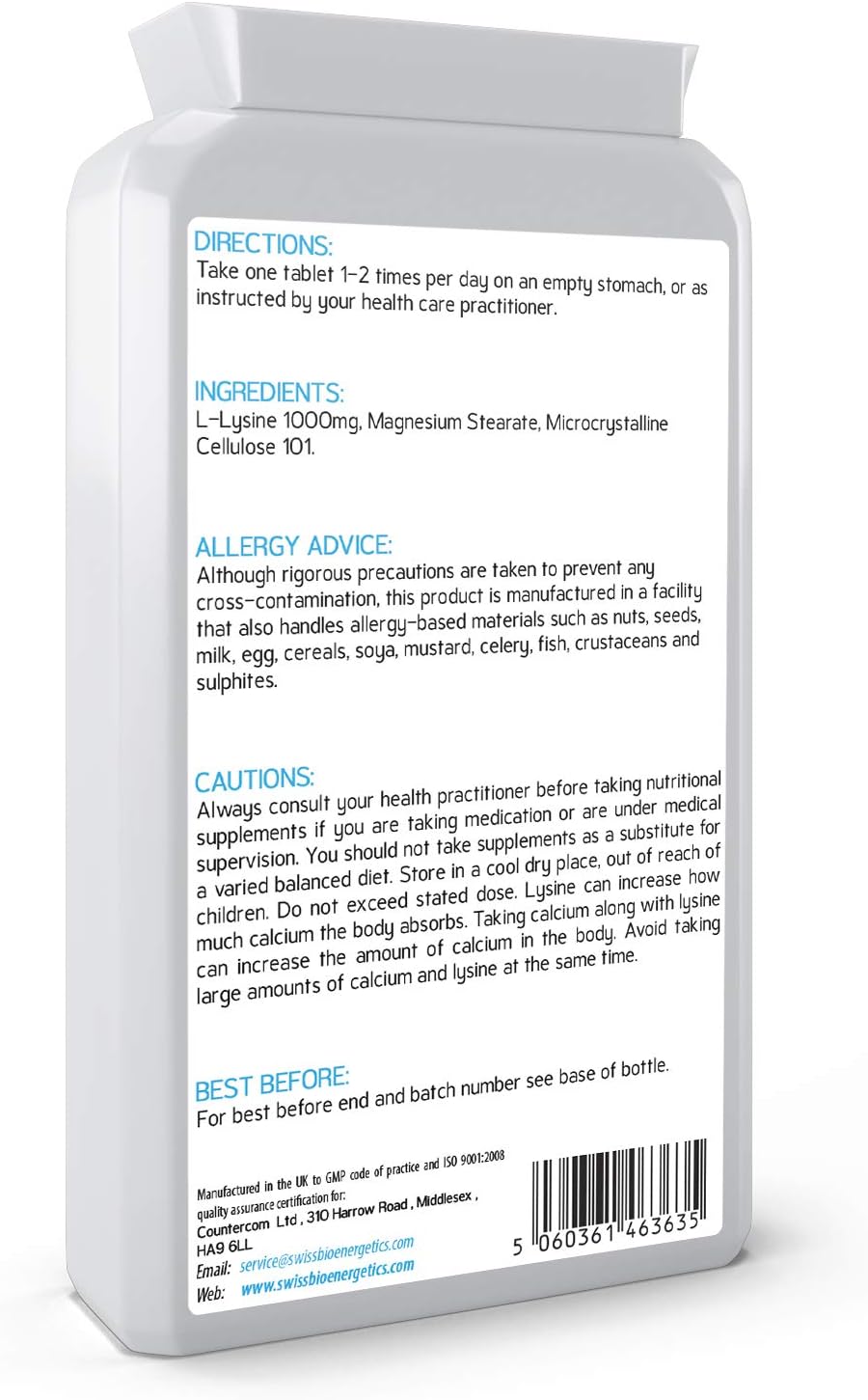 L-Lysine Tablets 1,000mg 90 Tablets – High Strength Essential Amino ...