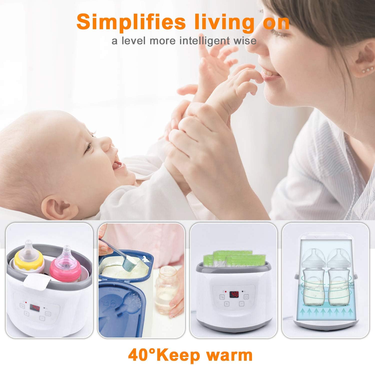 Fascol Baby Bottle Warmer,Multifunctional Baby Food Warmer with Dual ...