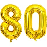 Amazon.com: 80th Birthday Balloons Champagne Gold for Women, 40 Inch ...