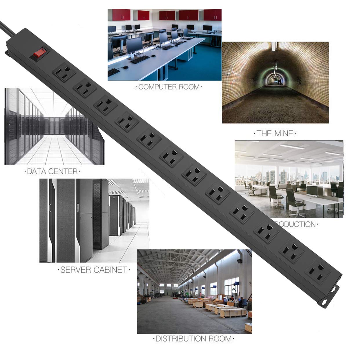 Mua Metal Wall Mount Power Strip, Mountable Power Outlet with 12 AC ...