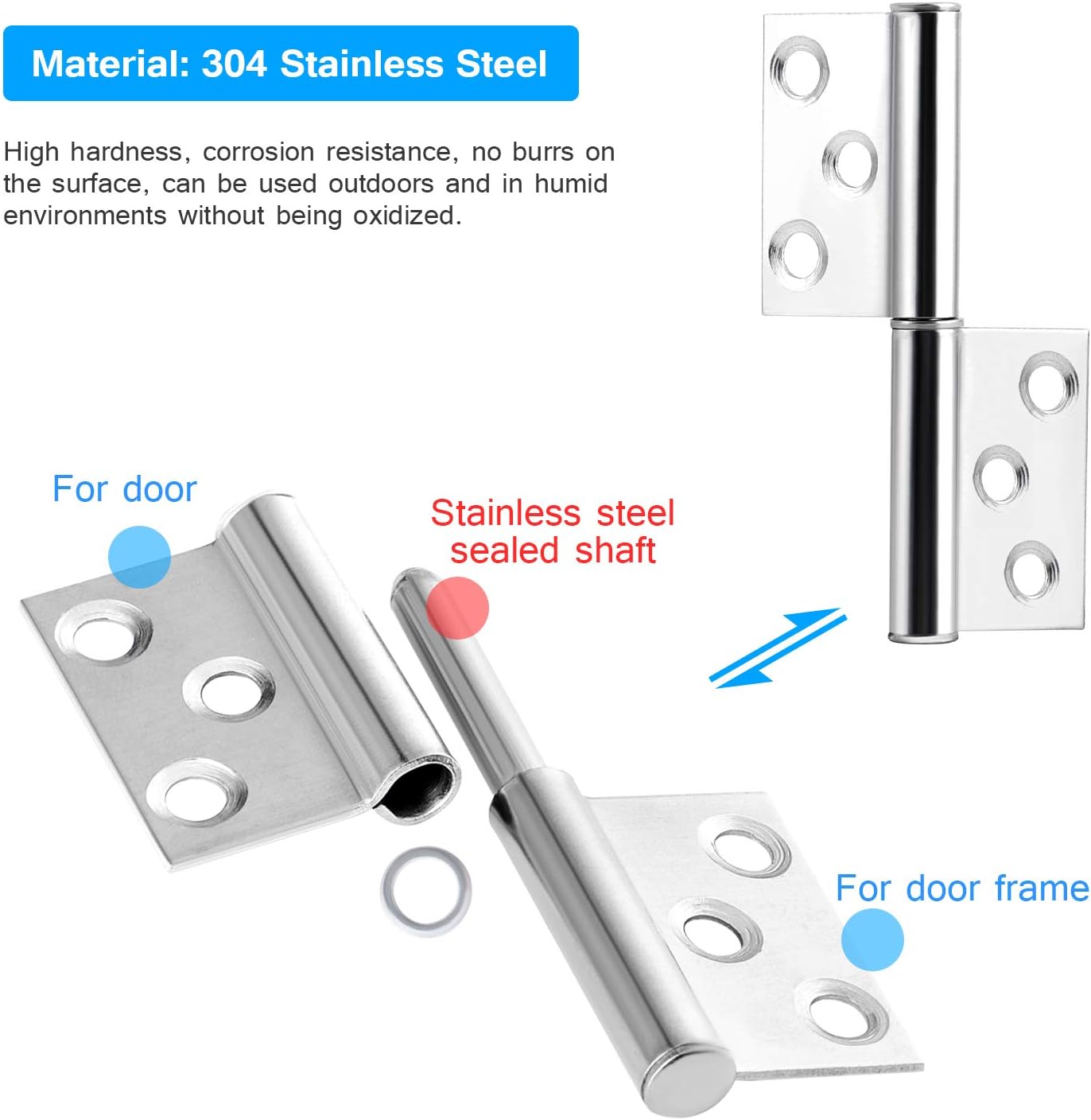 HSEAMALL 20PCS 2.5 Inch Small Slip Joint Flag Hinge ,Stainless Steel ...