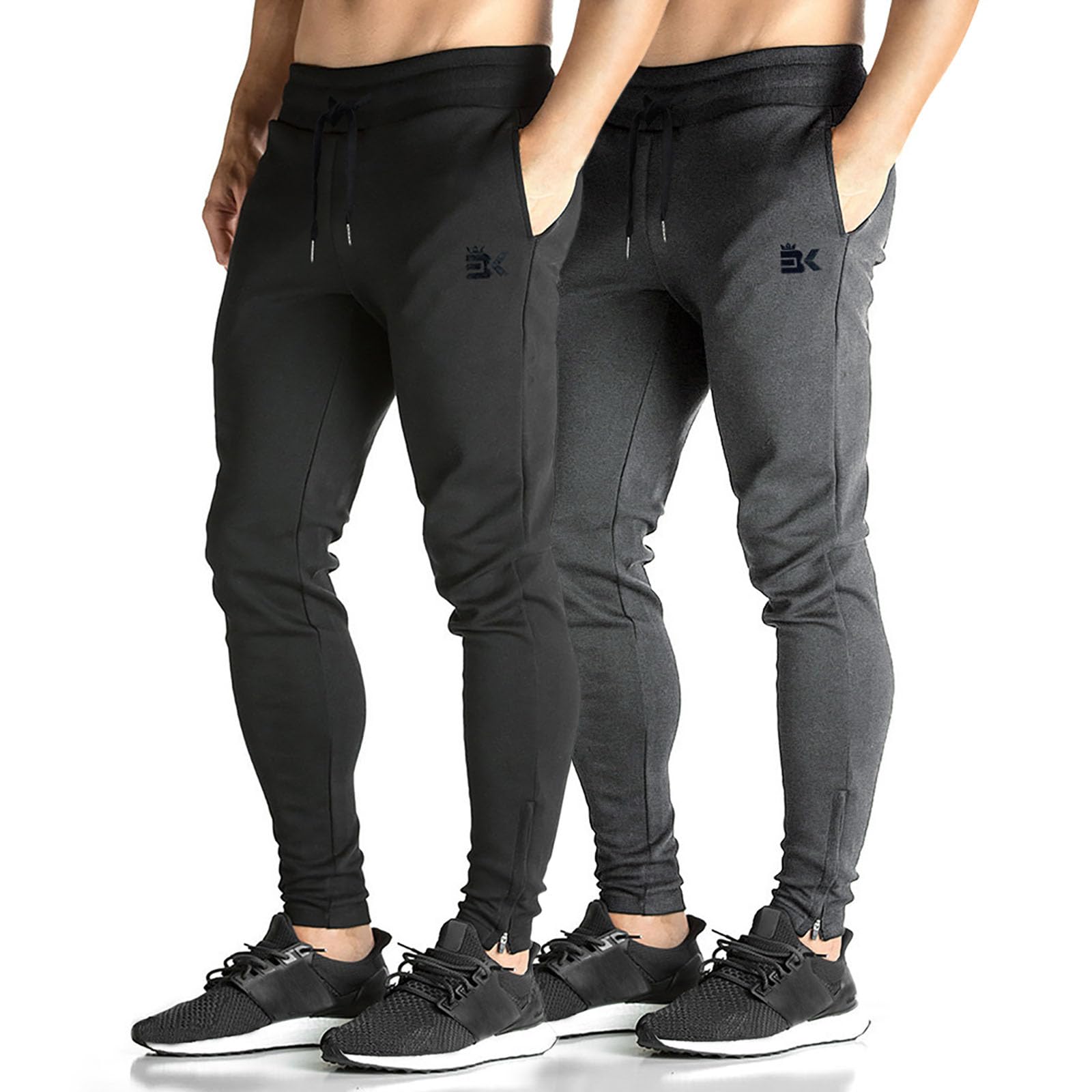 BROKIG Mens Zip Joggers Pants Casual Gym Workout Track Pants Tapered ...