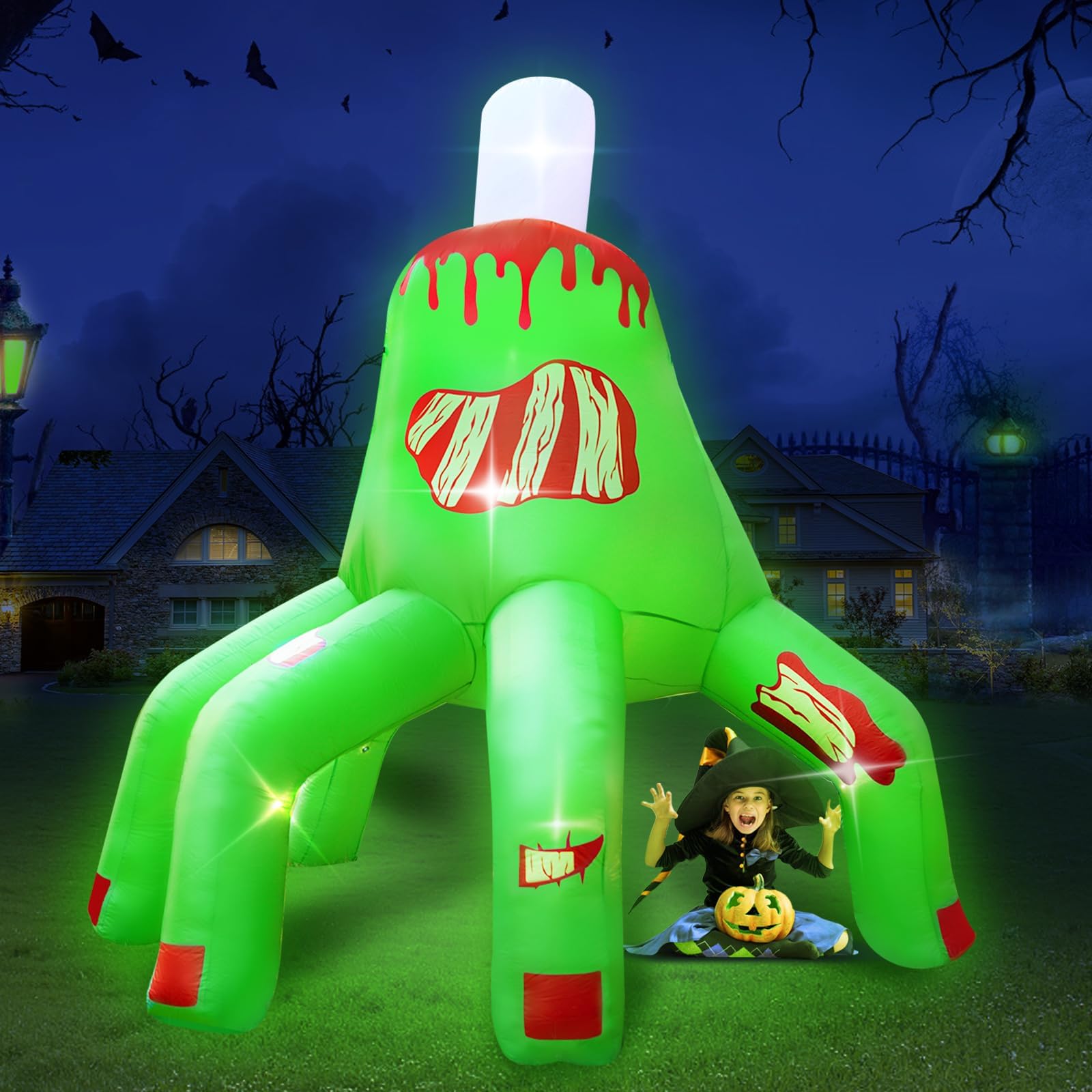 UniqSeason 10FT Tall Halloween Inflatable Hand Skeleton Outdoor ...