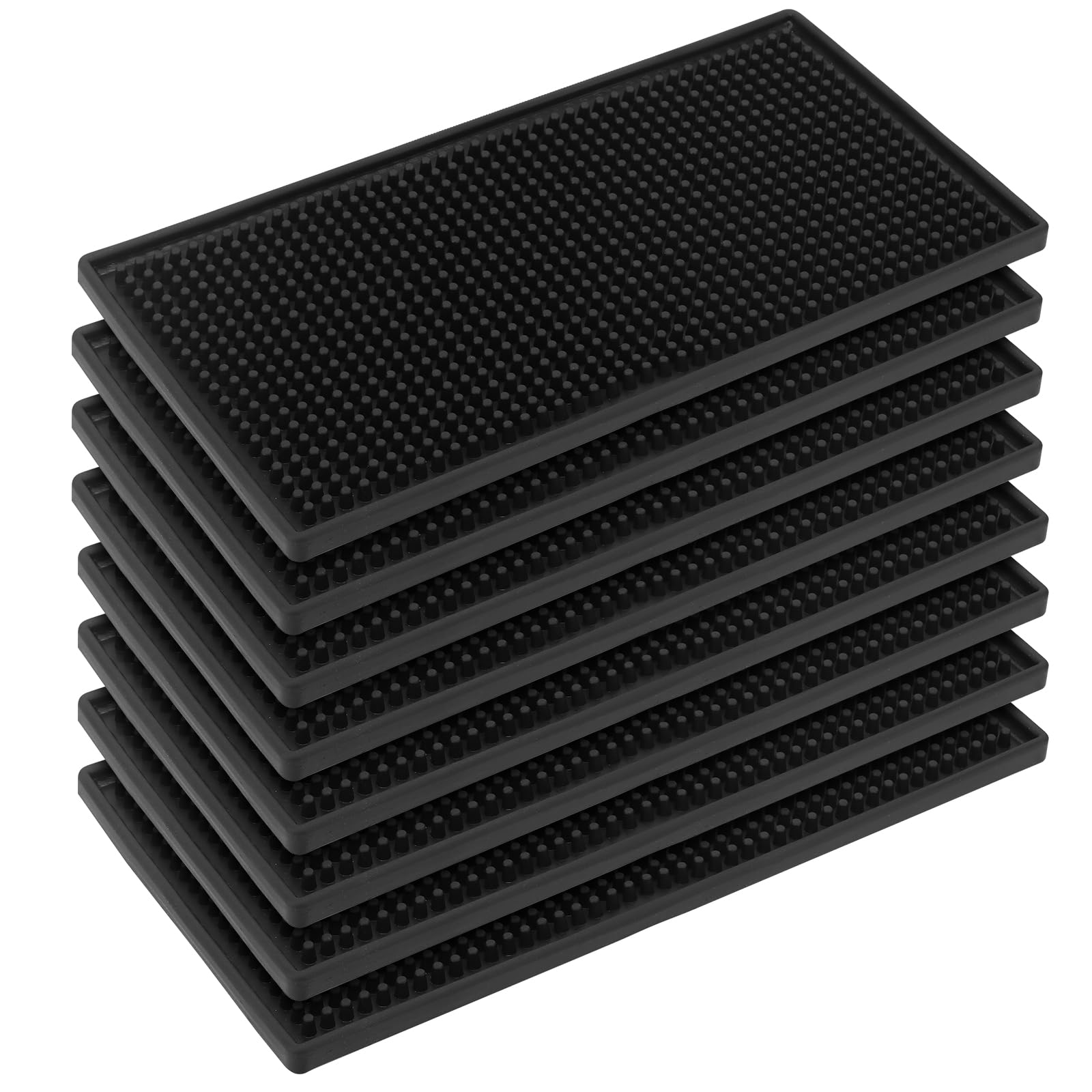 SENJEOK 8 PCS 6 x 12 Inch Black Bar Mat, 30 x 15 x 1cm Bar Service Mat ...