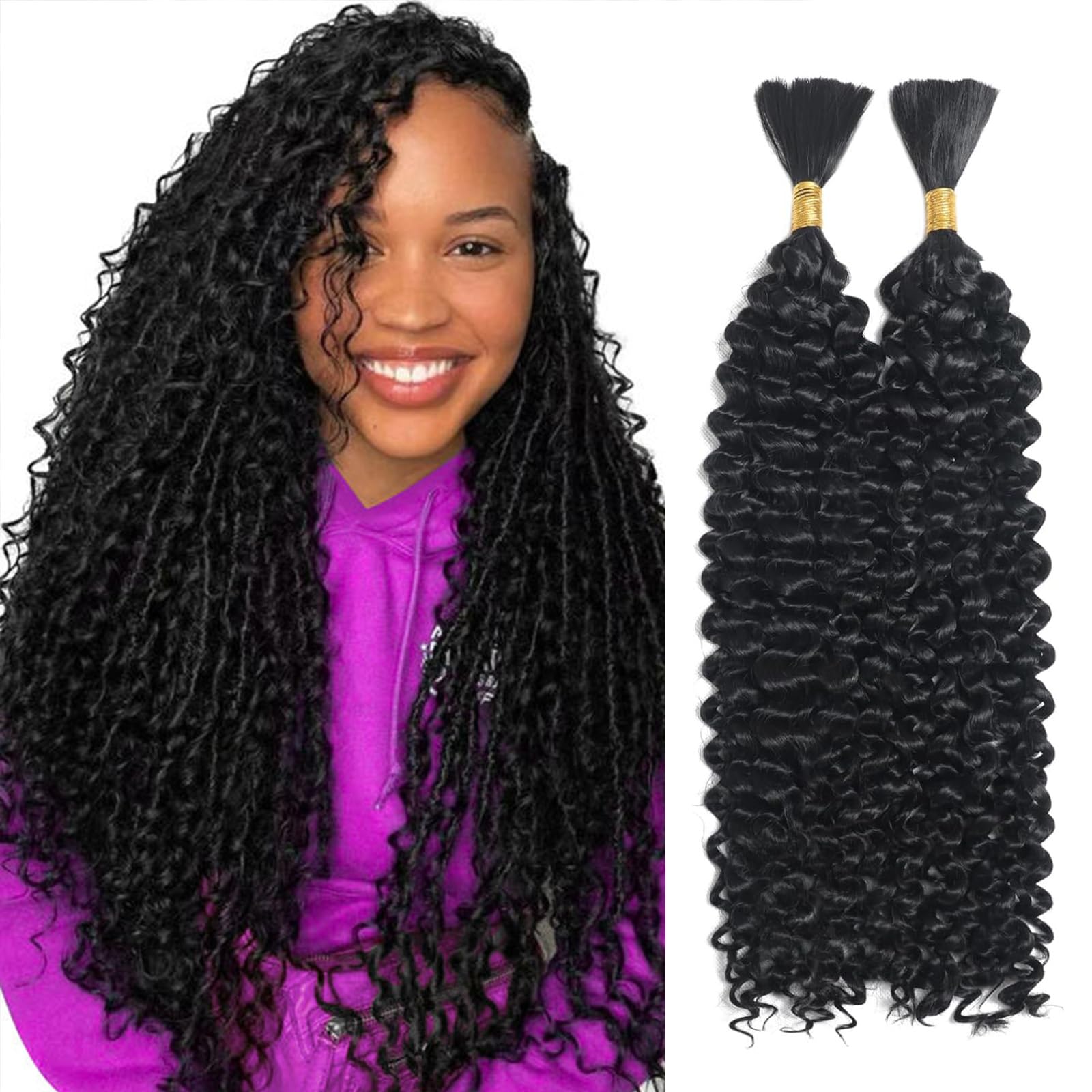 Human Braiding Hair for Boho Braids 20 Inch Curly Human Hair for Boho ...