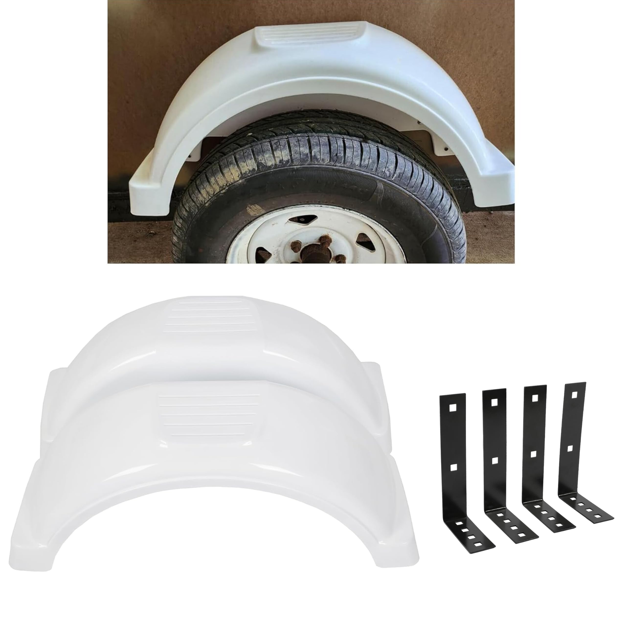 HECASA Set of 2 Single AXLE Trailer Fenders 13" Wheels Tires Plastic ...