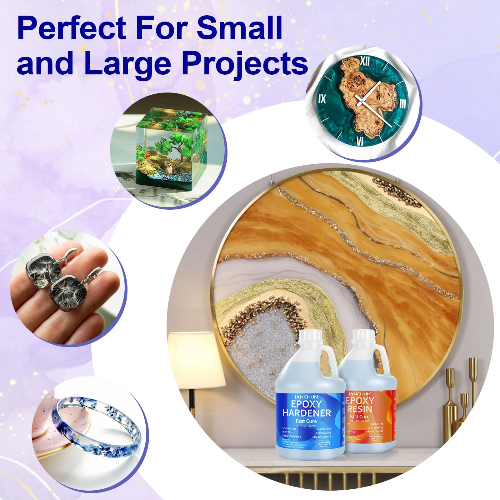 Mua JANCHUN Crystal Clear Epoxy Resin Kit 1 Gallon, Bubble-Free, Anti ...