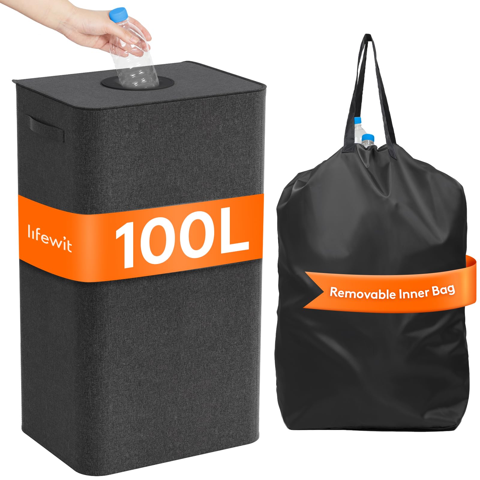 Lifewit 100L Recycling Bin for Kitchen, Large 26 Gallon Recycle Bin ...