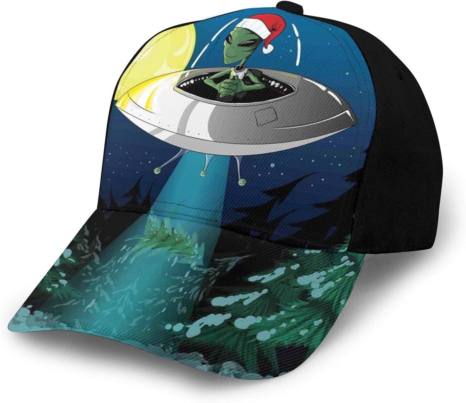 Fashion Casual Printed Baseball Cap, Alien with Santa Claus Hat Kidnaps ...