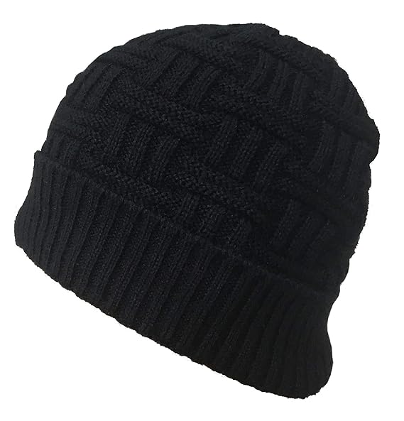 Gajraj Men's and Women's Knitted Woollen Winter Warm Skull Cap (Black ...