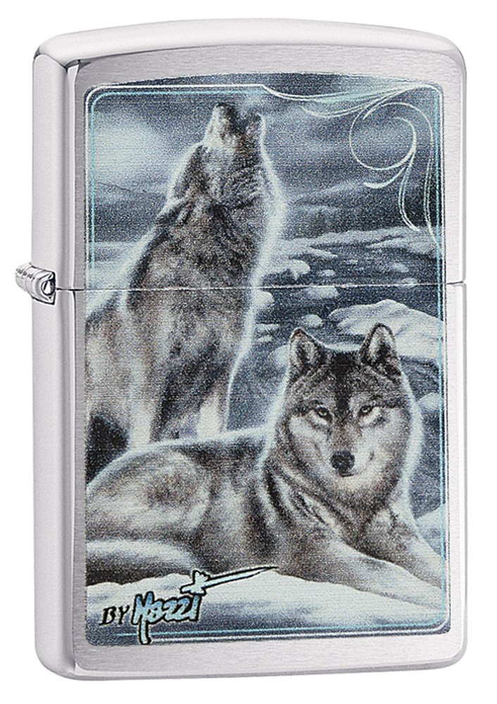 Amazon.com: Zippo "Howling Wolf and Moon" Black Matte Lighter, 0024 ...