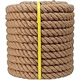 Twisted Manila Jute Rope (1 Inch x 100 Feet) Natural Thick Hemp Rope ...
