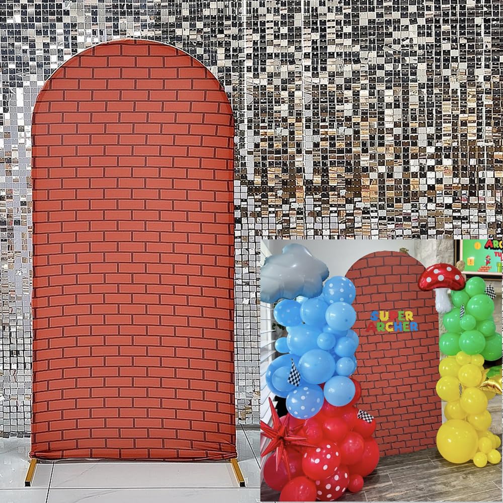 Arched Backdrop 2.5x6ft Brick Wall Arch Wall Covers Stretchy ...