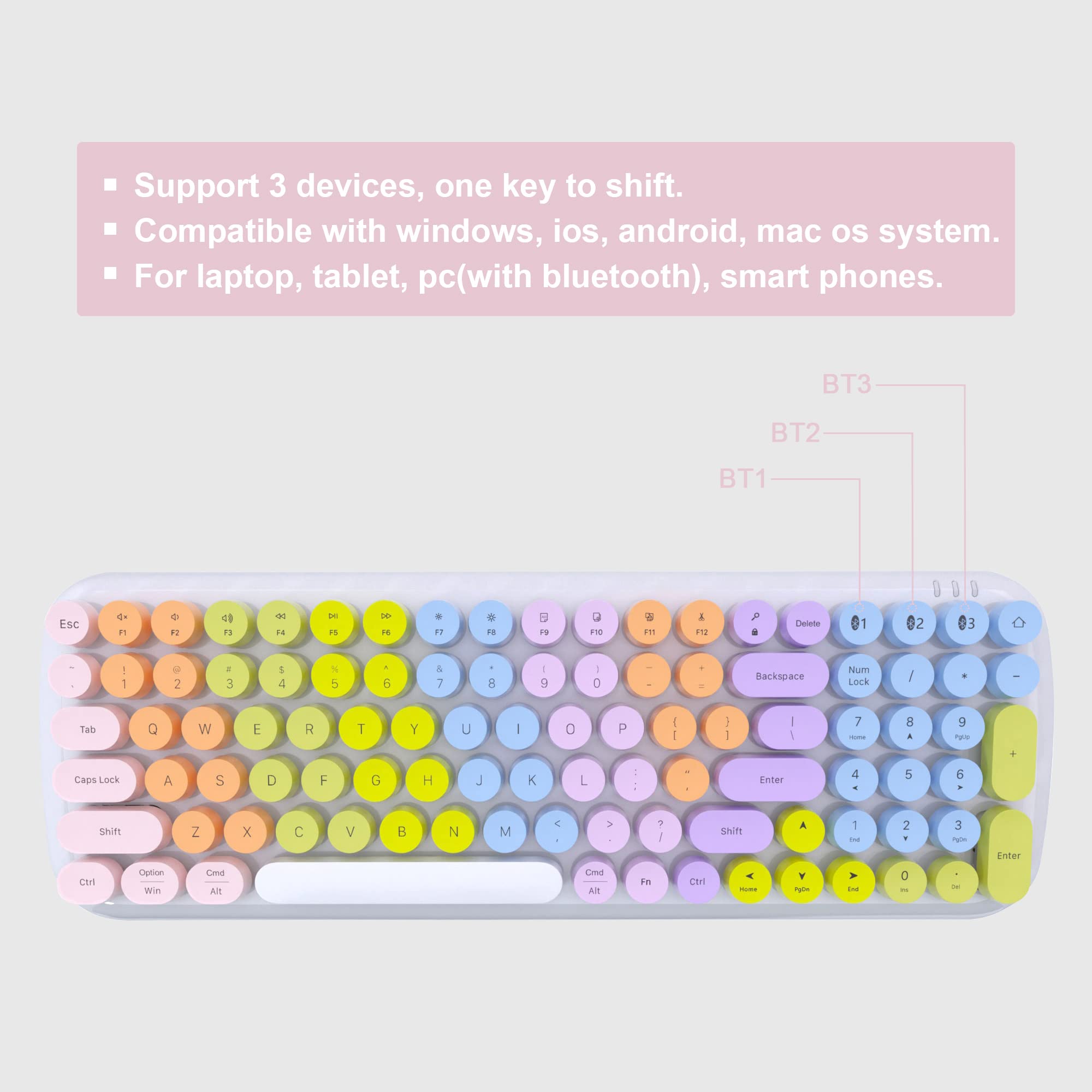 Mua Gradient Colorful Bluetooth Wireless Keyboards, 100keys Rainbow ...