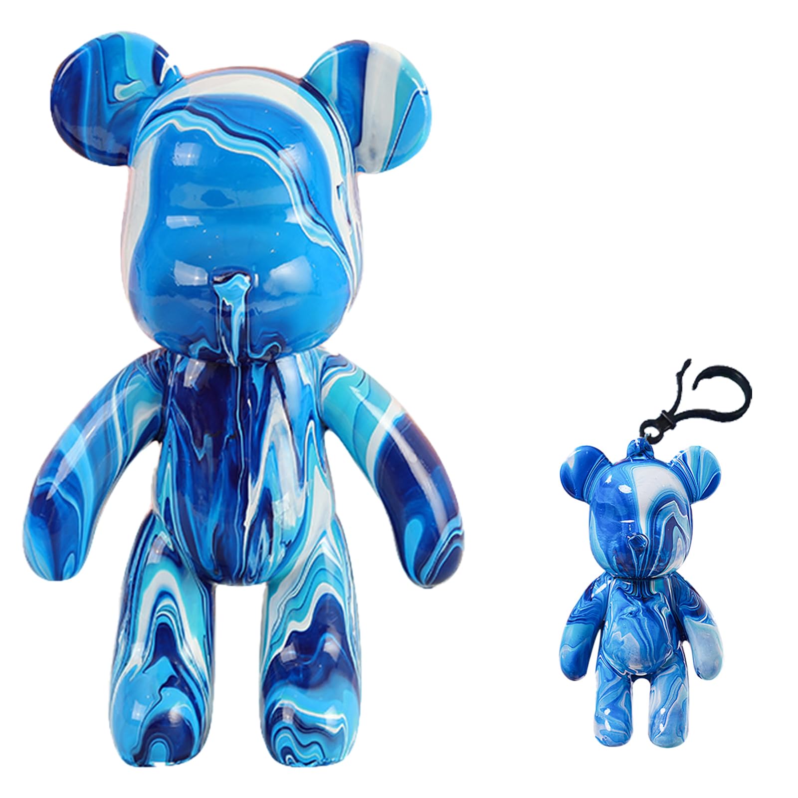 Coniuty DIY (Cyan+White+Blue, 9 Inch) Fluid Bear + Bear Keychain Figure ...