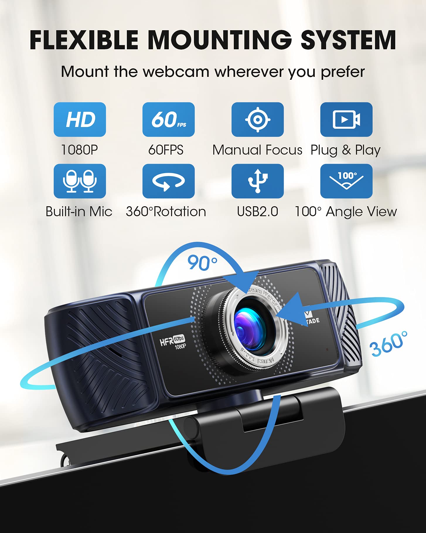 Mua VITADE Webcam 1080P 60fps with Microphone for Streaming, 682H Pro ...