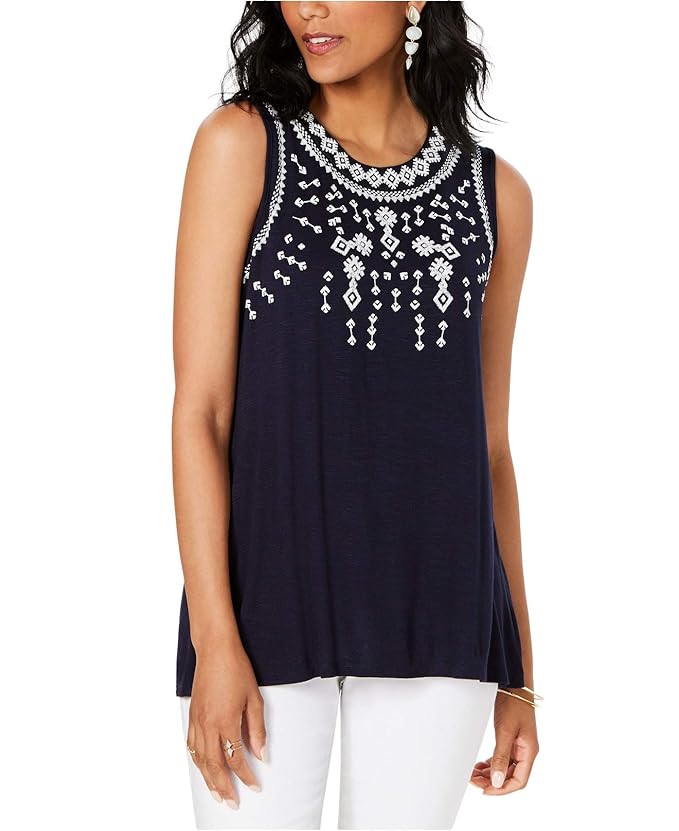 Buy Style & Co. Women's Embellished Sleeveless Top (Industrial Blue, X ...