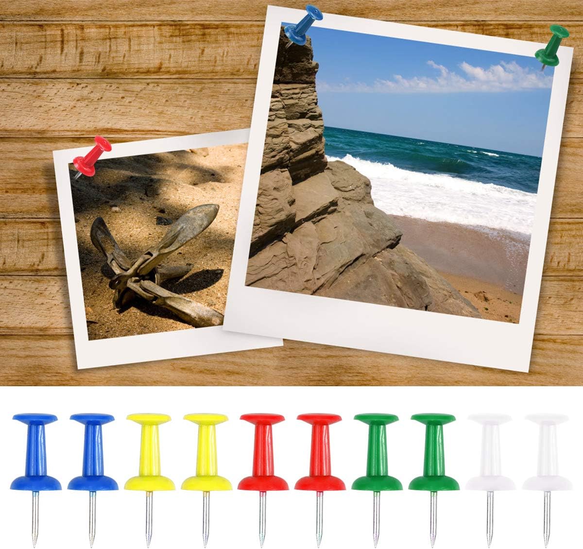 Dokpav 2 Boxes 200PCS Colourful Push Pins with Plastic Heads and Steel ...