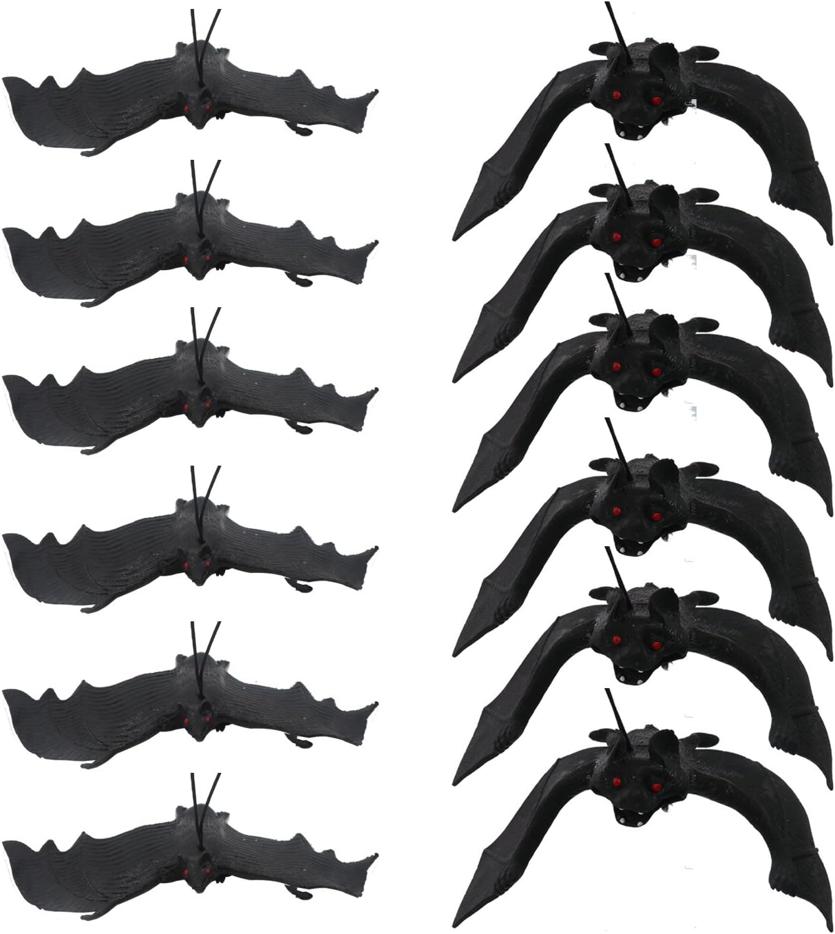 Amazon.com: Dreecy Set of 12 Halloween Bats Spooky Hanging Rubber Bats ...