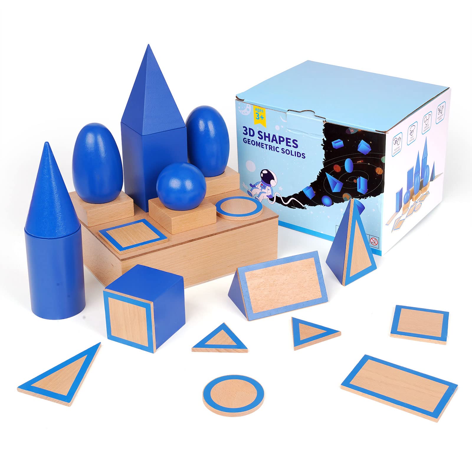 Mua 3D Shapes Geometric Solids, Large Wooden Montessori Toys, Math ...