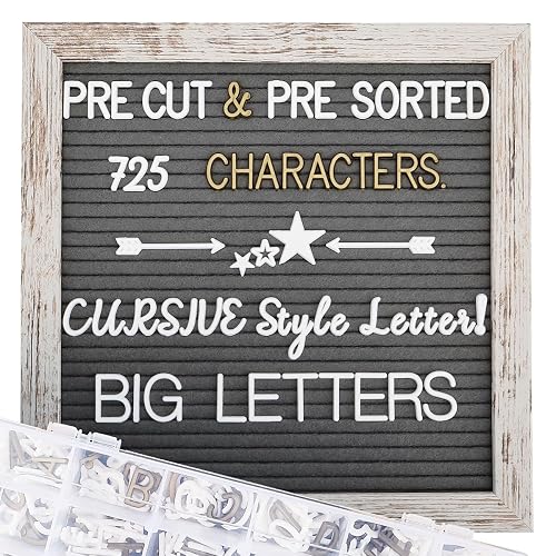 Changeable Felt Letter Board with Letters, Pre Cut & Sorted 725 Letters ...