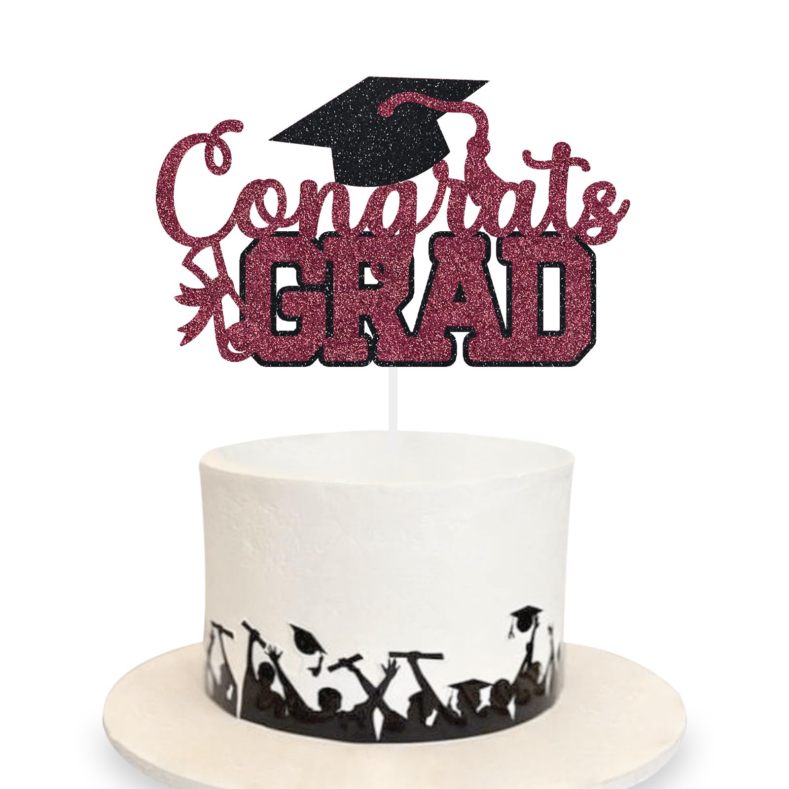 Congrats Grad Cake Topper Graduation Party Table Ideas Glitter Junior ...