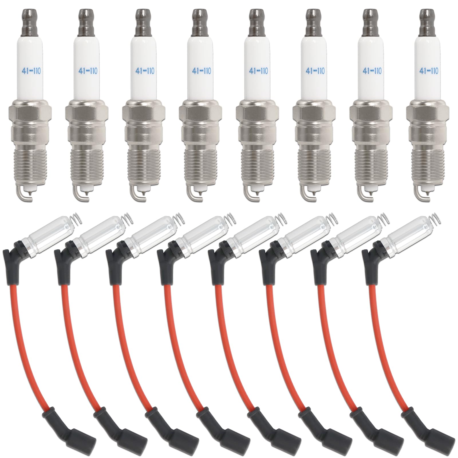 41-110 Iridium Spark Plugs and M8-48322 Spark Plug Wires Compatible with Chevy Silverado ...