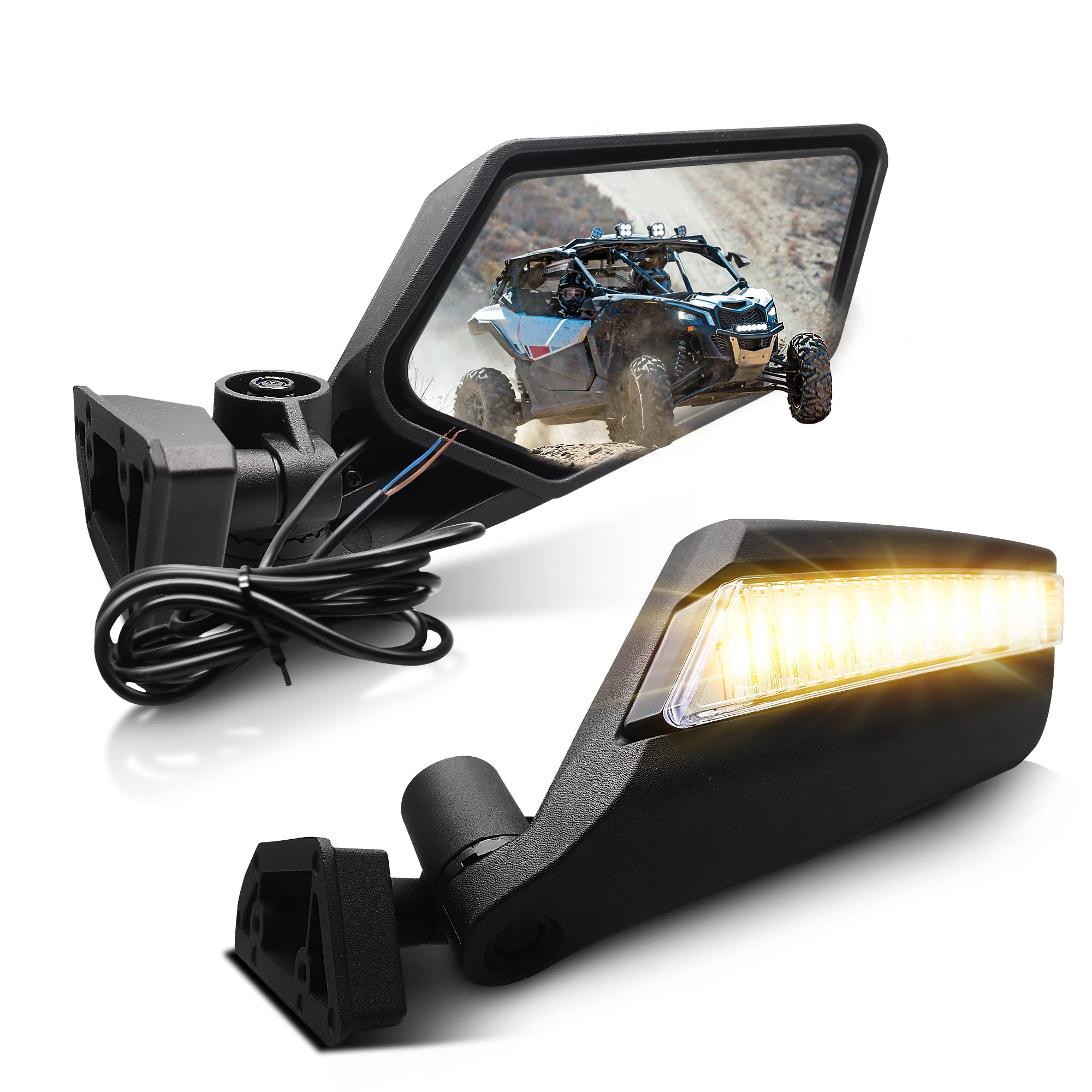 Mua X3 Side Mirrors With Lights | UTV Rear View Mirror 360 Degree ...