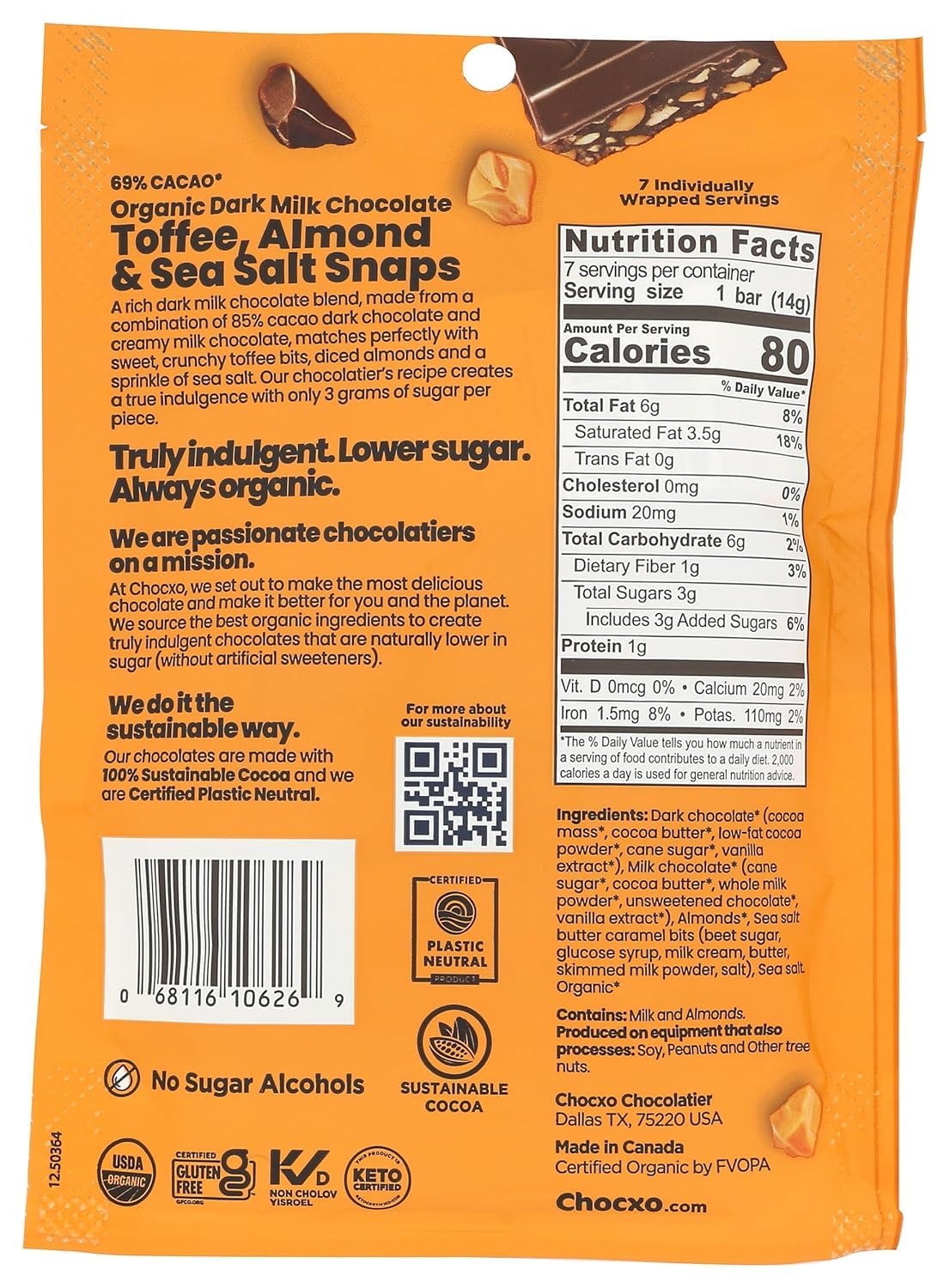 Mua Chocxo Dark Milk Chocolate Toffee, Almond & Sea Salt Snaps | Truly ...