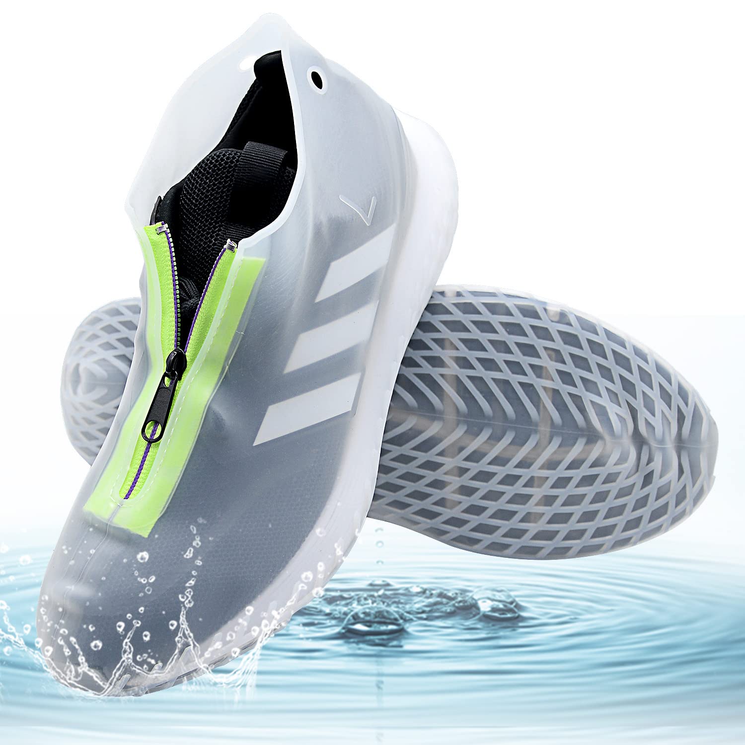 Silicone Shoe Cover Waterproof, Reusable Boot Shoes Covers with Zipper ...