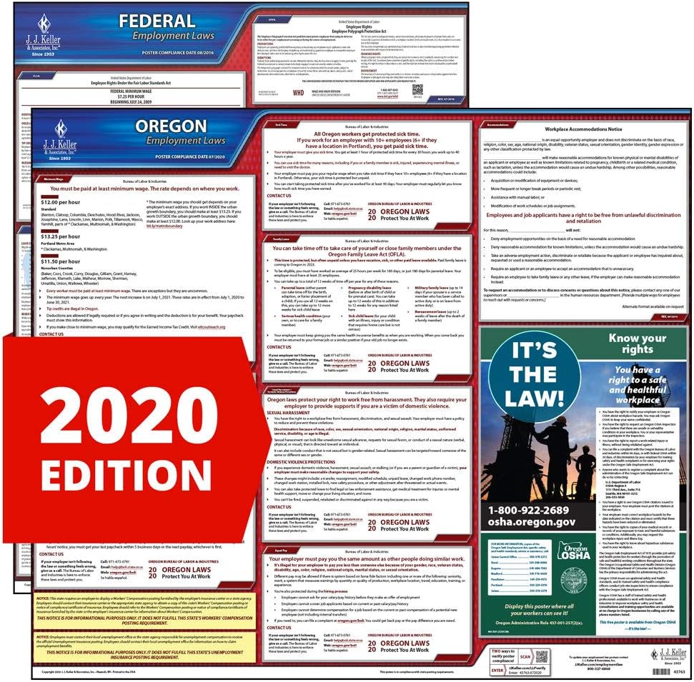 Amazon.com : Oregon State and Federal Labor Law Poster Set (English, OR ...