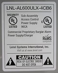 Lenel LNL-AL600ULX-4CB6 - UL Listed Power Supply 12 VDC 6AMP Output ...