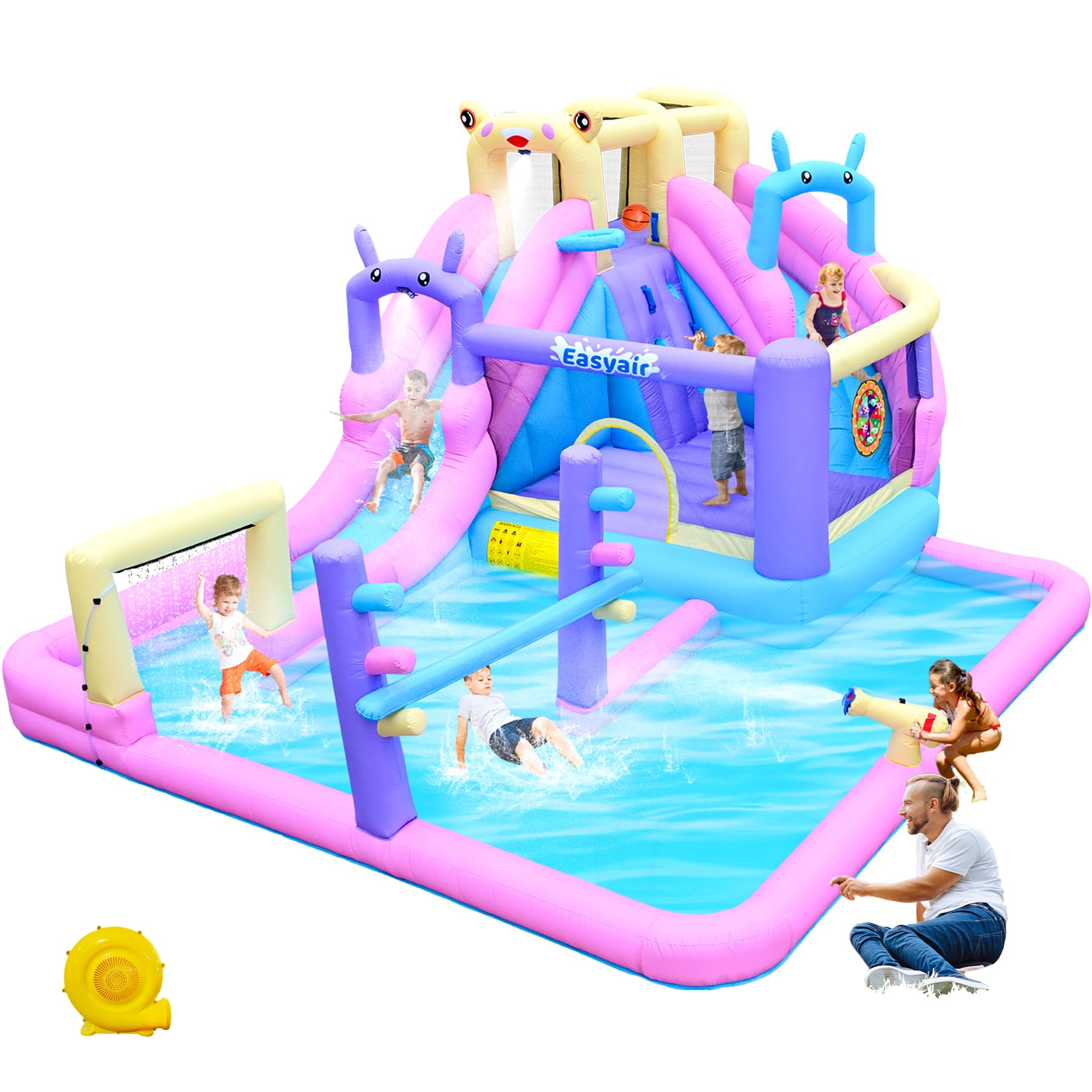 Easyair Bunny Frog Inflatable Water Slide, Bounce House for Big Kids ...