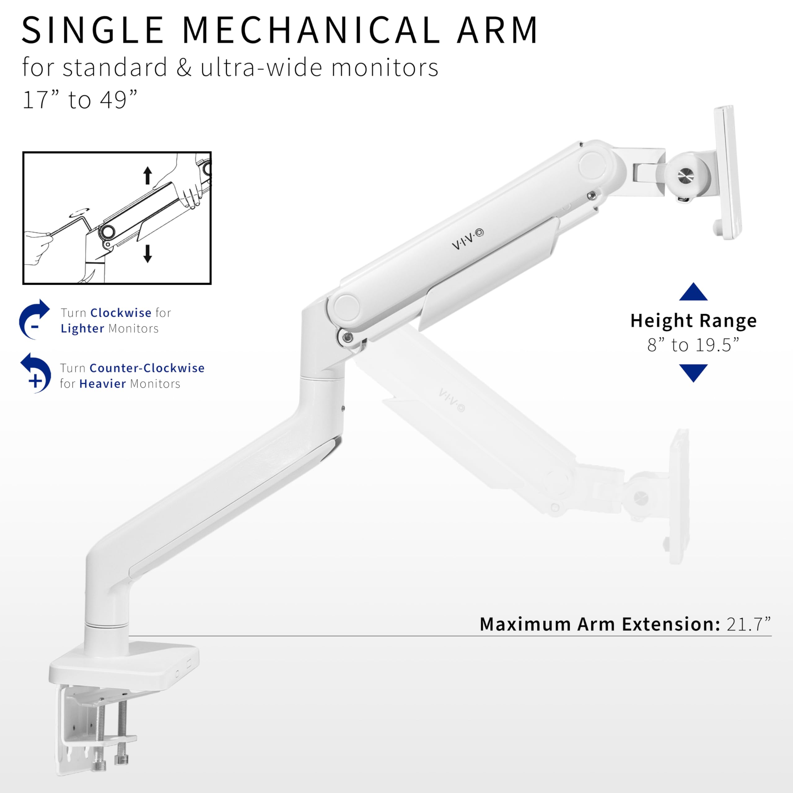 Mua Heavy Duty Aluminum Ultrawide Monitor Arm for 49 inch Screens up to ...