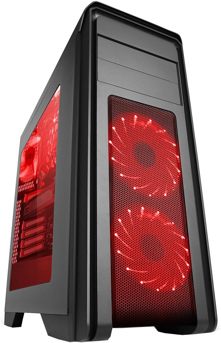 Game Max Falcon Gaming Case for PC with Red LED Front Fan: Amazon.co.uk ...