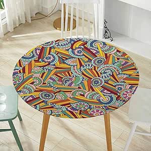 Amazon.com: Round Tablecloth Diameter -48 Inch(Elastic Edge) Vinyl ...