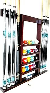 Amazon.com: GACCO Billiards Wall Mount Pool Cue Rack Hold 8 Cue Sticks ...