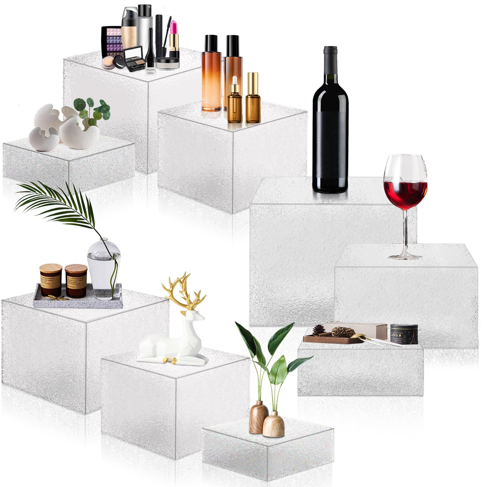 Suzile 9 Pcs Food Risers Buffet Risers Acrylic Display Box Cube 5 Sided ...