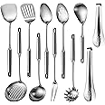 Amazon.com: 304 Stainlss Steel Kitchen Utensils Set, 11 Pcs Long Metal ...